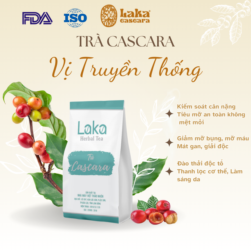 Trà Cà Phê Cascara LAKA Gói 5gr, 100% quả cà phê tươi chín mọng, công ...
