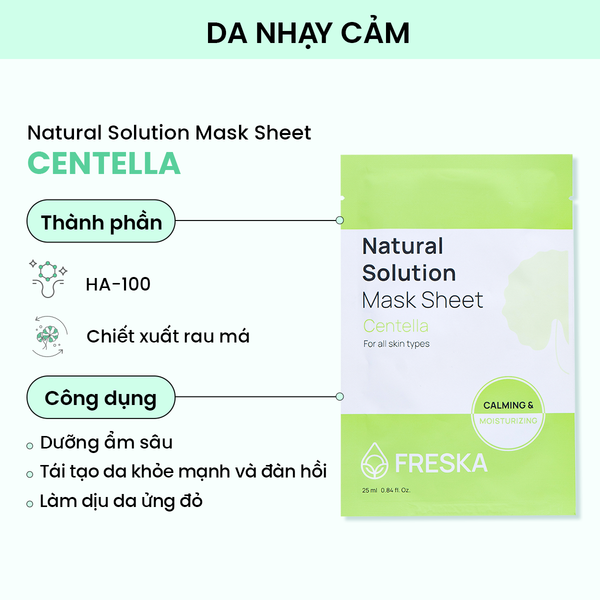 Mặt nạ giấy chiết xuất Rau má Freska Natural Solution Mask Sheet – Cen ...