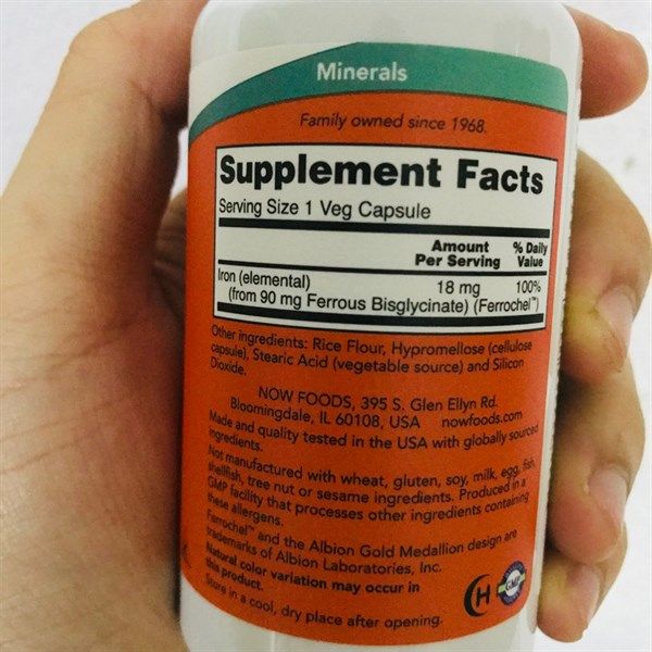 NOW IRON 18MG FERROCHEL 120 VIÊN – GymWhey Shop
