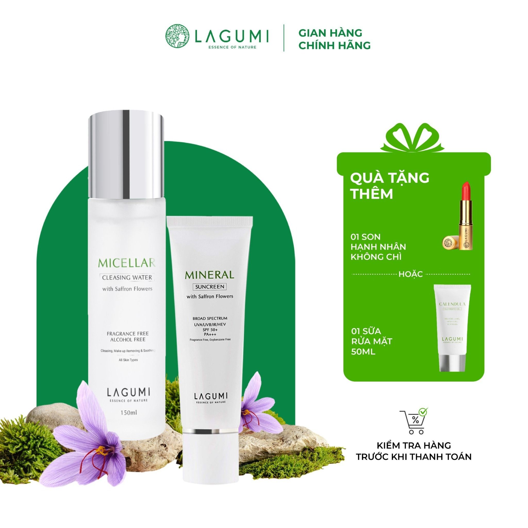 Combo Kem chống nắng + Tẩy trang Lagumi