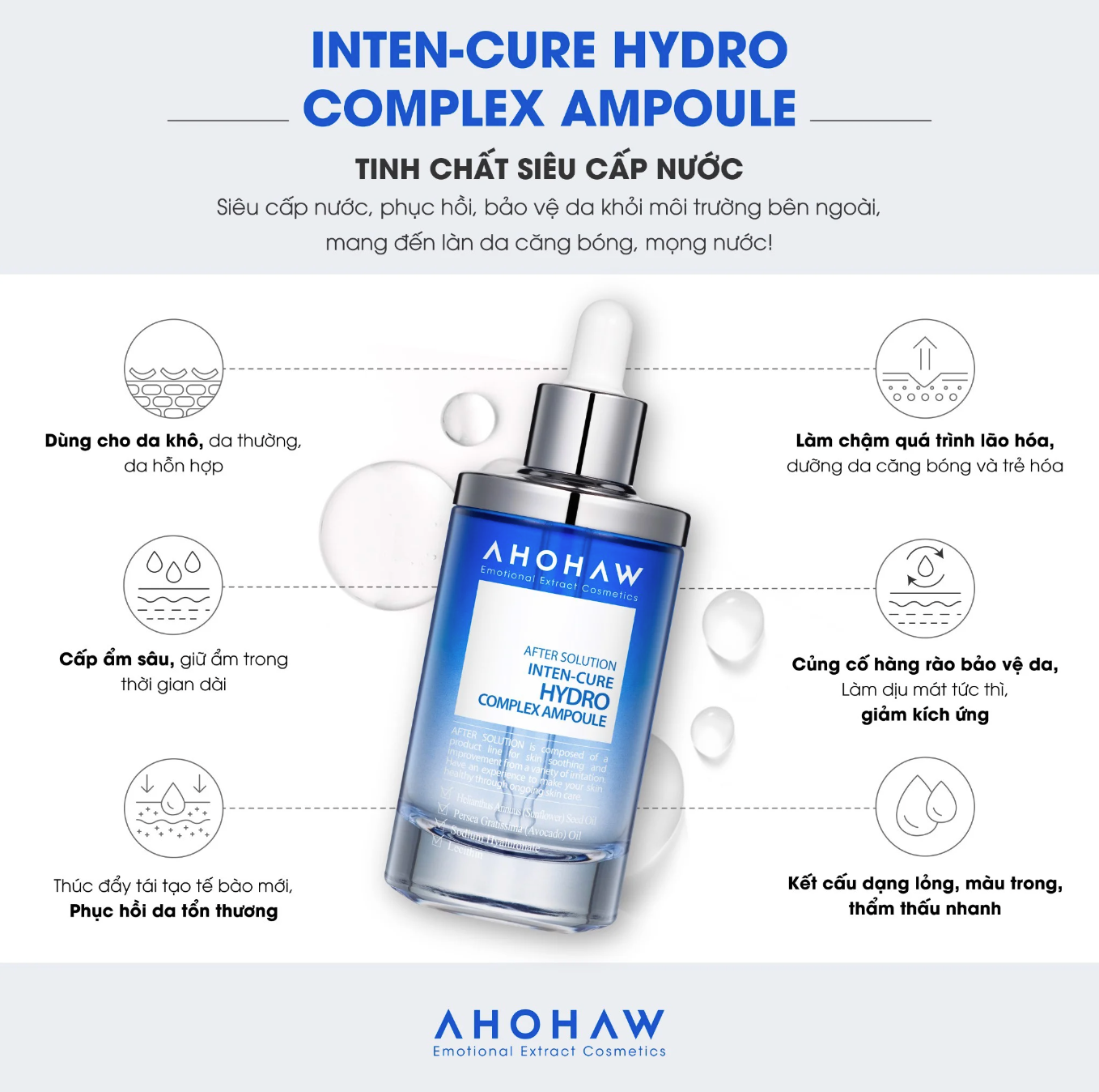Tinh Chất Cấp Ẩm Ahohaw Inten-Cure Hydro Complex Ampoule (50ml/150ml ...
