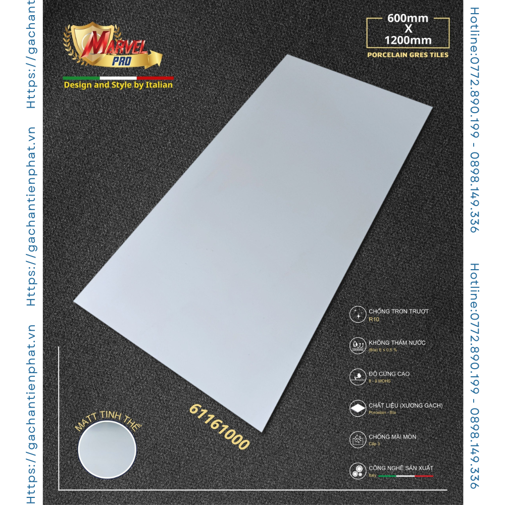 Gạch cao cấp Apodio 60x120 61161000 chống trơn trượt, độ cứng cao ...