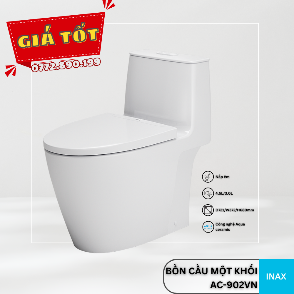 BỒN CẦU 1 KHỐI INAX AC-902VN ( AC902VN ) – Showroom gạch ốp lát An Tiến Phát
