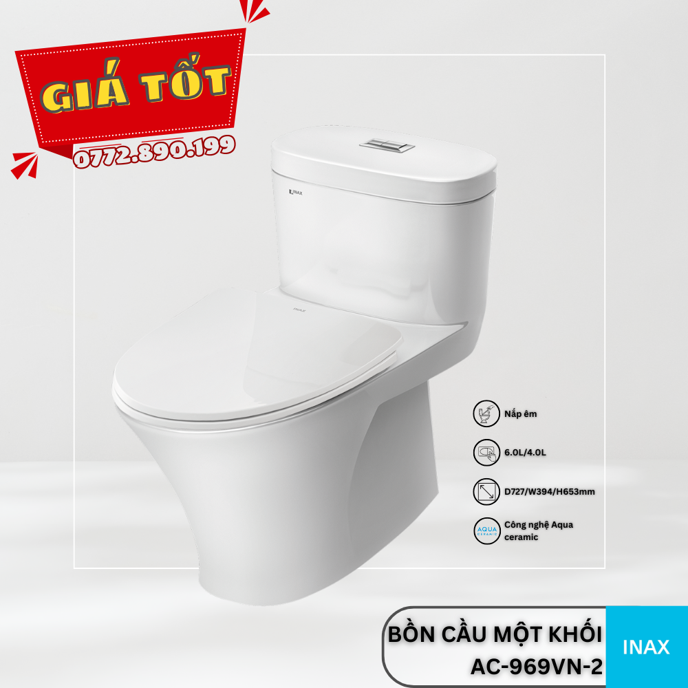 BỒN CẦU 1 KHỐI INAX AC-969VN-2 ( AC969VN2 ) – Showroom gạch ốp lát An Tiến Phát