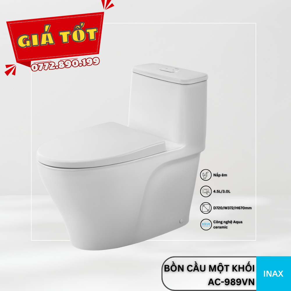 BỒN CẦU 1 KHỐI INAX AC-989VN ( AC989VN ) – Showroom gạch ốp lát An Tiến Phát