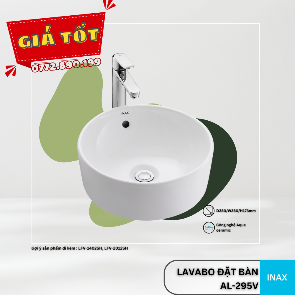 LAVABO CHẬU RỬA ĐẶT BÀN INAX AL-295V ( AL295V ) L-295V ( L295V ) – Showroom gạch ốp lát An Tiến Phát