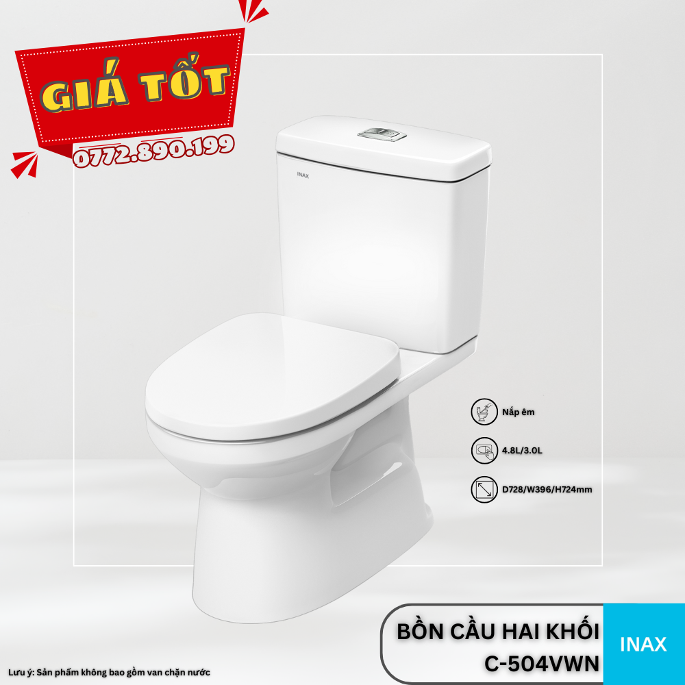 BỒN CẦU 2 KHỐI INAX C-504VWN ( C504VWN ) – Showroom gạch ốp lát An Tiến Phát