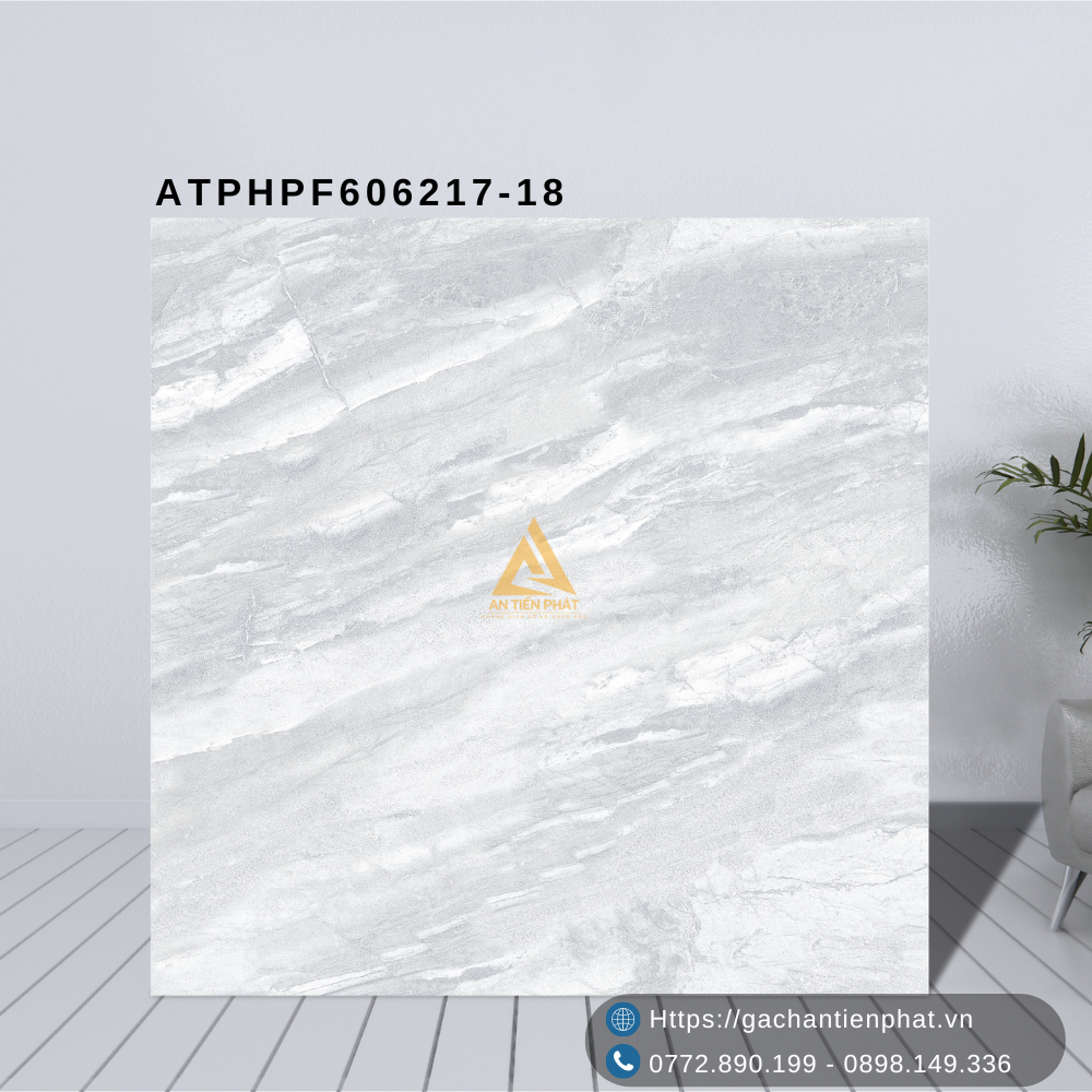 Gạch nền Feliz 60x60 HPF606217 bề mặt bóng vân đá xám – Showroom gạch ốp lát An Tiến Phát