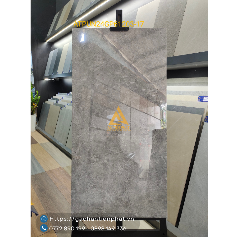 Gạch Viglacera 60x120 UN24 GP61203 bề mặt bóng vân đá xám – Showroom gạch ốp lát An Tiến Phát