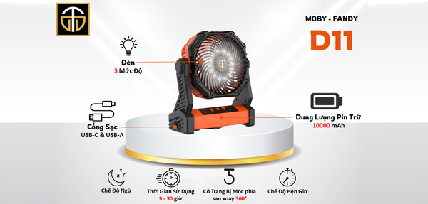 Quạt tích điện Fandy D11 – Xe Điện Moby DTD