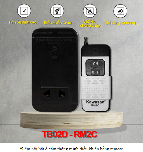 Ổ Cắm Điều Khiển Từ Xa TB02D-1500w-RM2C-Bh12th