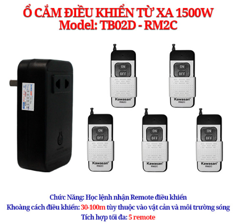Ổ Cắm Điều Khiển Từ Xa TB02D-1500w-RM2C-Bh12th