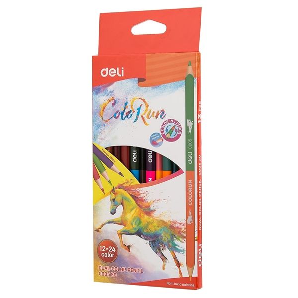 Bút chì 2 đầu 24 màu Deli EC00520 (1/24/144) – HIỆU SÁCH MAI