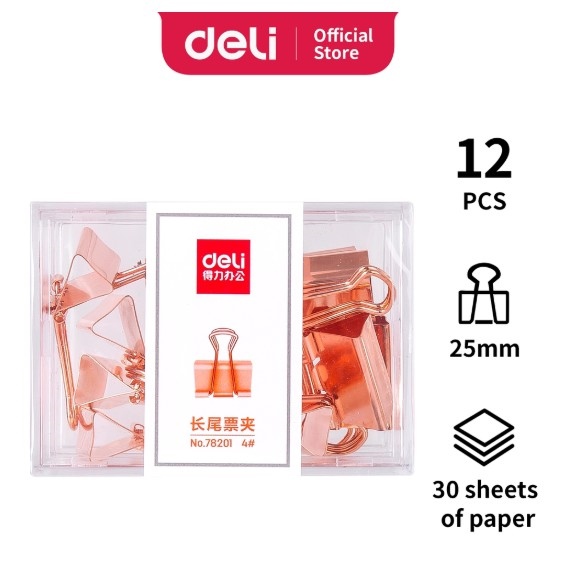 Kẹp bướm màu vàng hồng 25mm Deli 78201 (1/6/48) – HIỆU SÁCH MAI