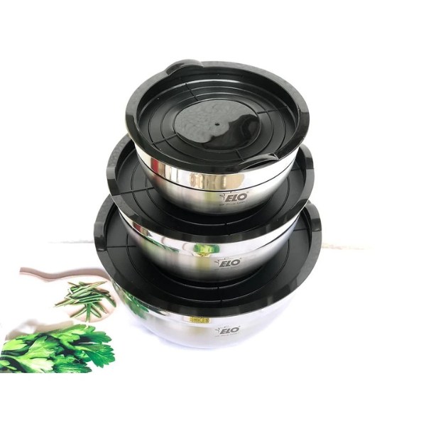 Bộ 3 Tô trộn Elo 18cm/ 20cm/ 24cm có nắp đậy