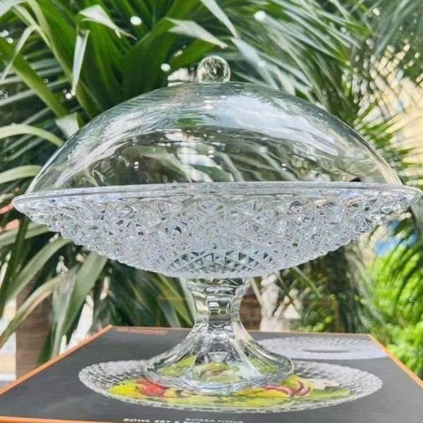 Chân bồng pha lê Rogaska Diamond 35cm có nắp