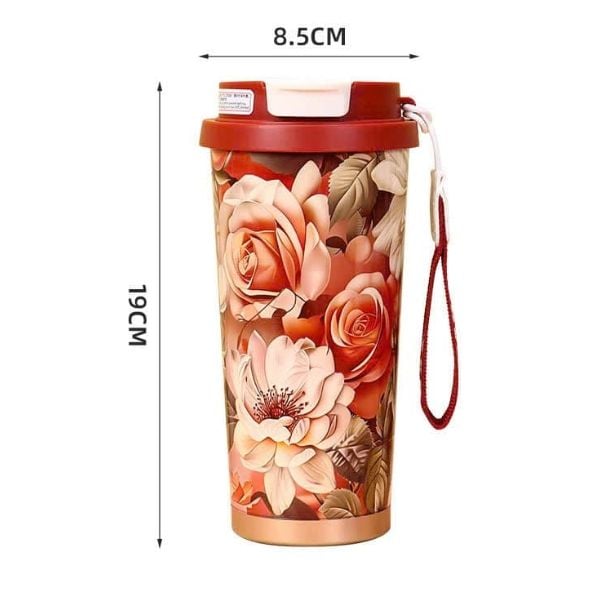 Cốc giữ nhiệt hoa hồng 530ml inox 316 (4 mẫu hoa)