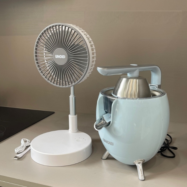 Combo Quạt tích điện Unold 86720 và Máy vắt cam Unold