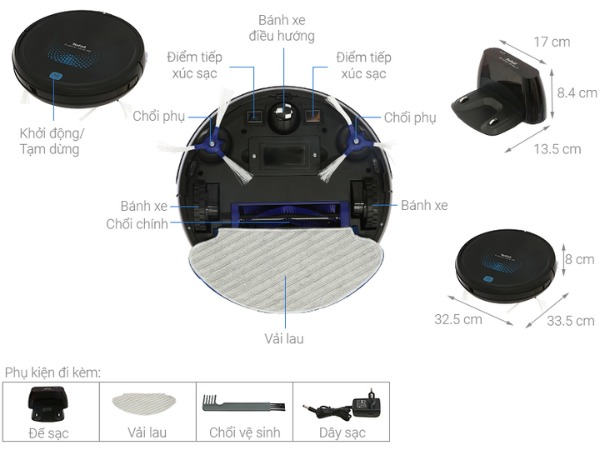 Robot hút bụi lau nhà Tefal RG8275WH thông minh, vệ sinh nhà tự động