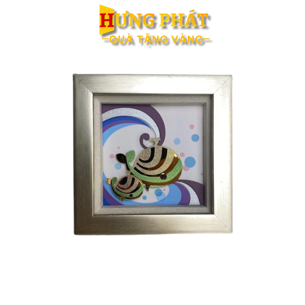 Tranh Hai Mẹ Con Cá Voi Dát Vàng 24K - QUÀ TẶNG VÀNG HƯNG PHÁT