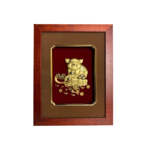 Tranh Heo Dát Vàng 24K - QUÀ TẶNG VÀNG HƯNG PHÁT