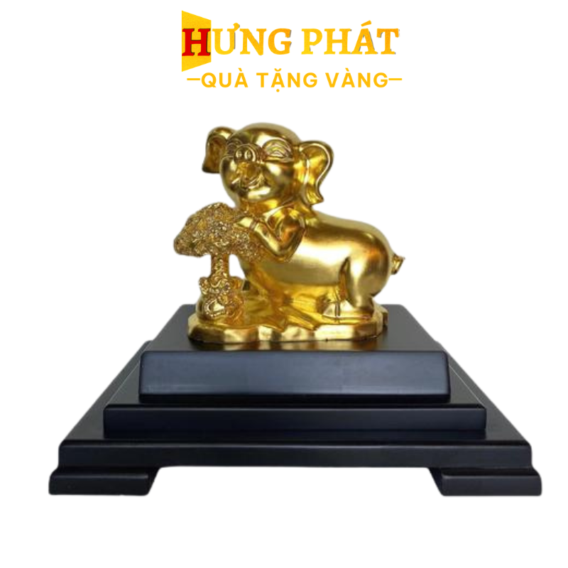 Tượng Heo Tài Lộc dát vàng 24K - QUÀ TẶNG VÀNG HƯNG PHÁT