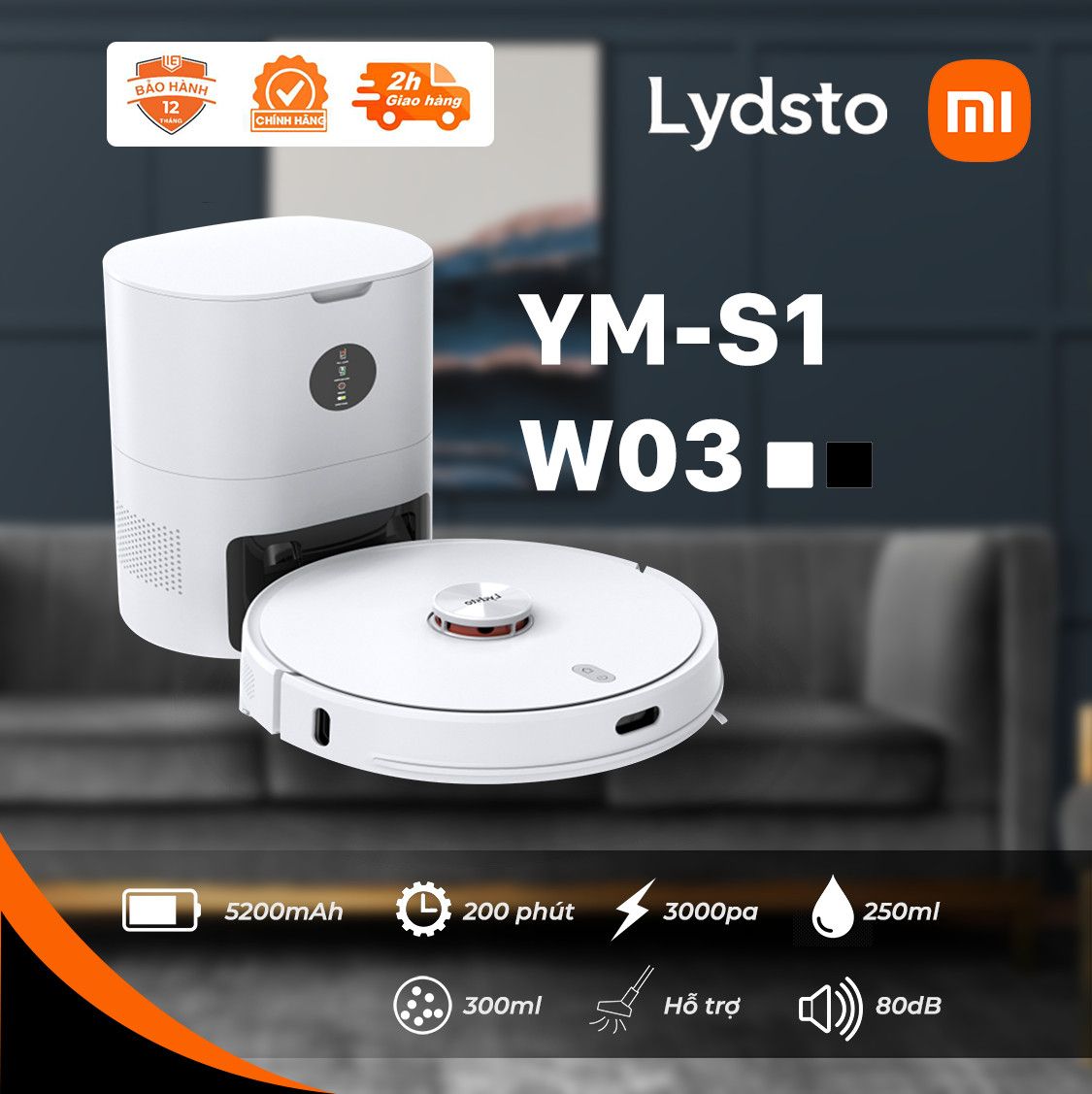 Robot hút bụi khô và ướt đa năng Lydsto - YM-S1-W03/B03 - Komex Digital