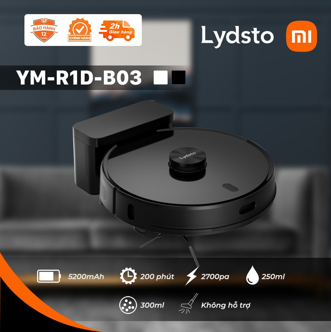 Robot hút bụi khô và ướt đa năng Lydsto - YM-R1D-W03/B03 - Komex Digital