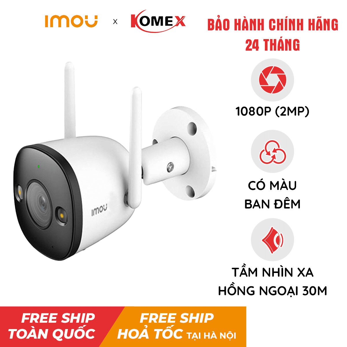 Camera Wifi IMOU ngoài trời 2MP Full Color Bullet IPC-F22FP-D - Komex ...