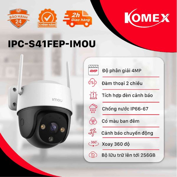 Camera Wifi IMOU ngoài trời Cruiser 4MP IPC-S41FEP - Komex Digital