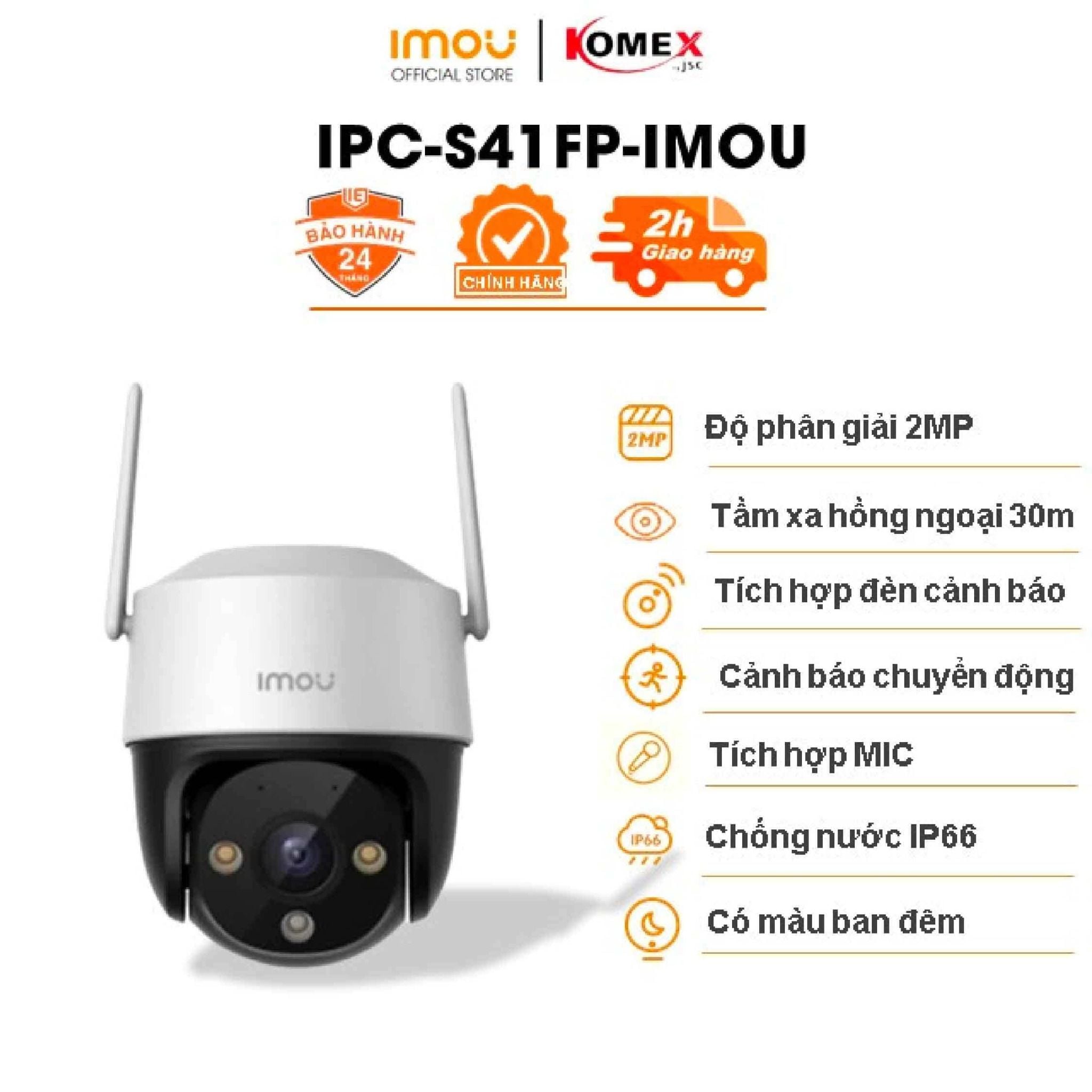 Camera Wifi IMOU ngoài trời Cruiser 4MP IPC-S41FP - Komex Digital