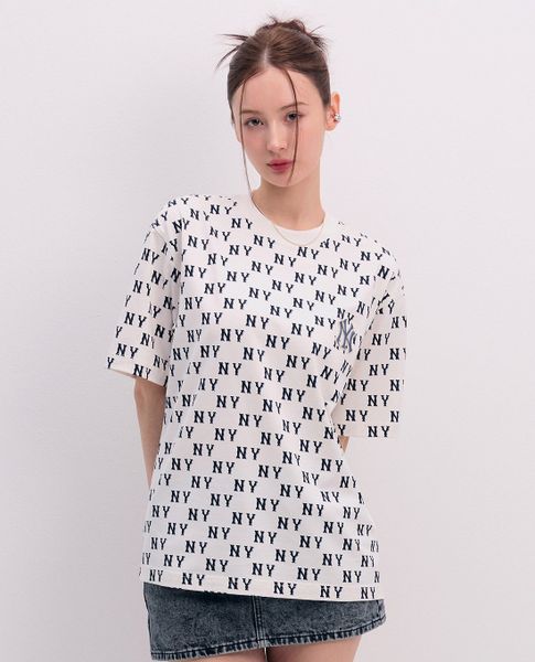 MLB - Áo thun unisex cổ tròn tay ngắn Classic Monogram Plate Pattern ...