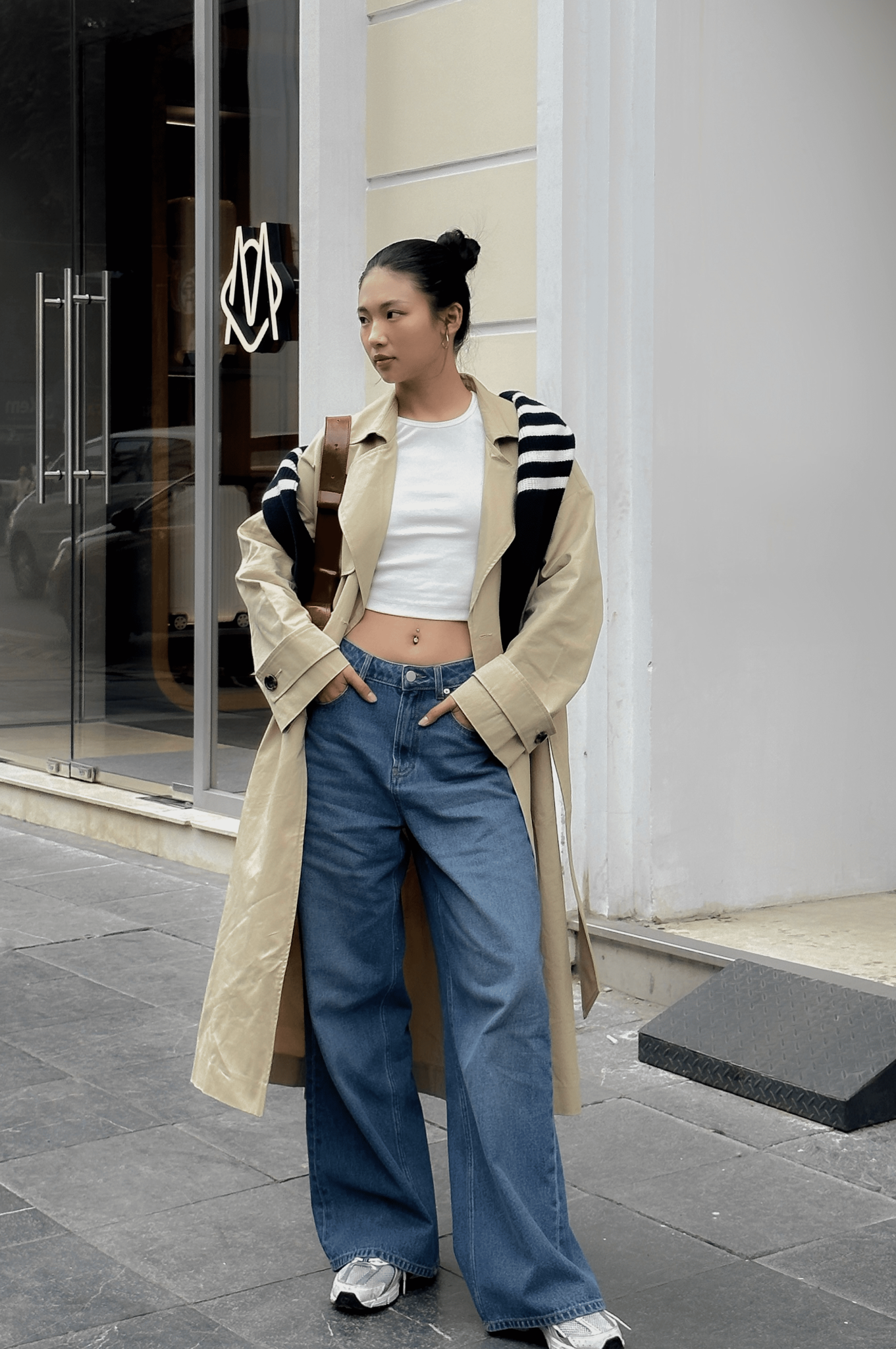 Áo măng tô nữ thắt đai dáng oversize – ammofficial