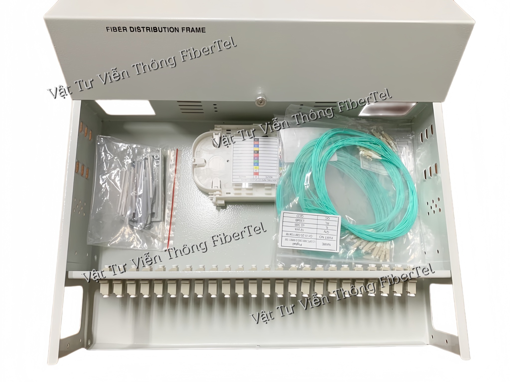 ODF 48Fo indoor sắt chuẩn LC / OM3 MM ( Full phụ kiện ) – FiberTel