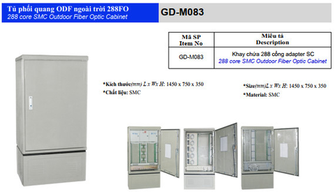 Vỏ nhựa ODF 288Fo outdoor ( dạng tủ bệ, gồm khay chéo) – FiberTel