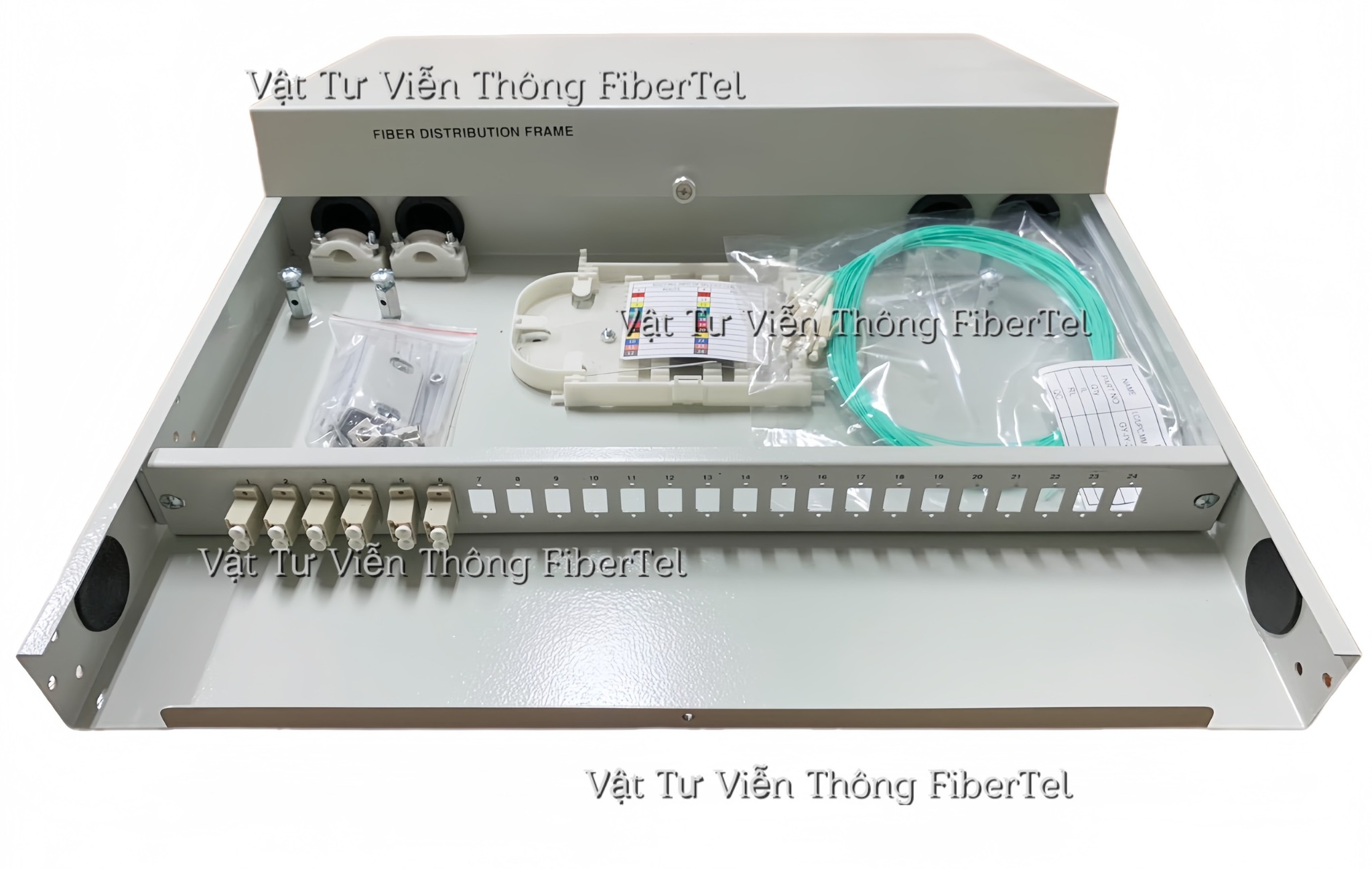 ODF 12Fo indoor sắt chuẩn SC / OM3 MM ( Full phụ kiện ) – FiberTel