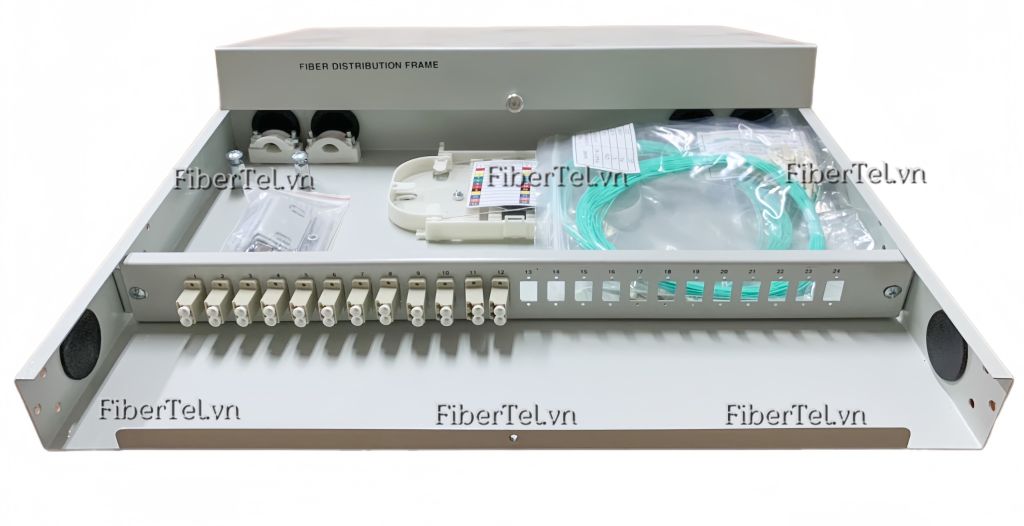 ODF 24Fo indoor sắt chuẩn LC / OM3 MM ( Full phụ kiện ) – FiberTel