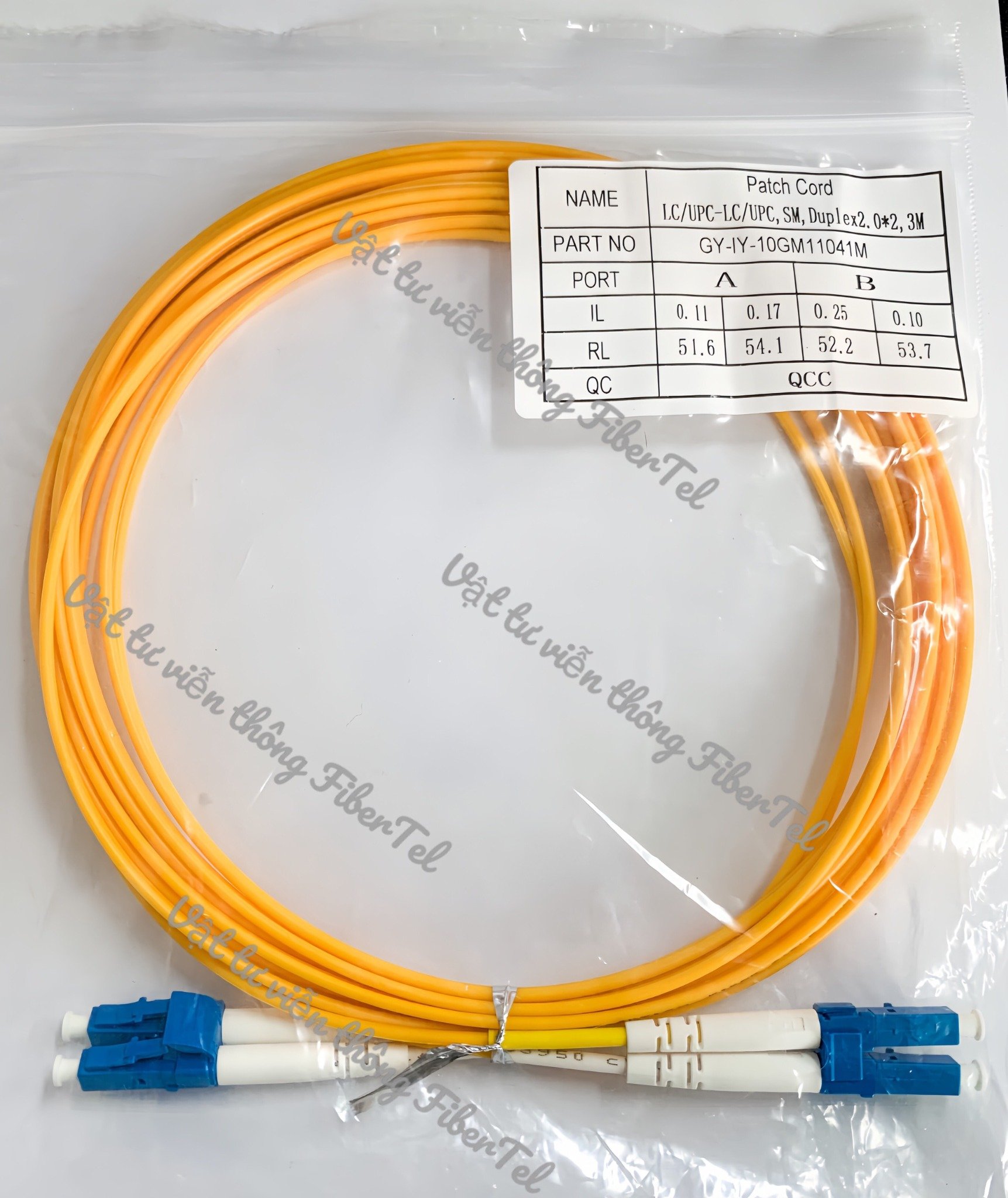 Dây Nhảy Quang LC - LC / UPC Single Mode Duplex 2.0 3m – FiberTel