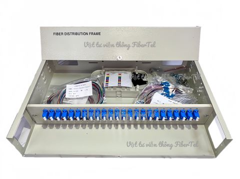 ODF 48Fo indoor sắt chuẩn LC ( single mode, simplex Full phụ kiện ) – FiberTel