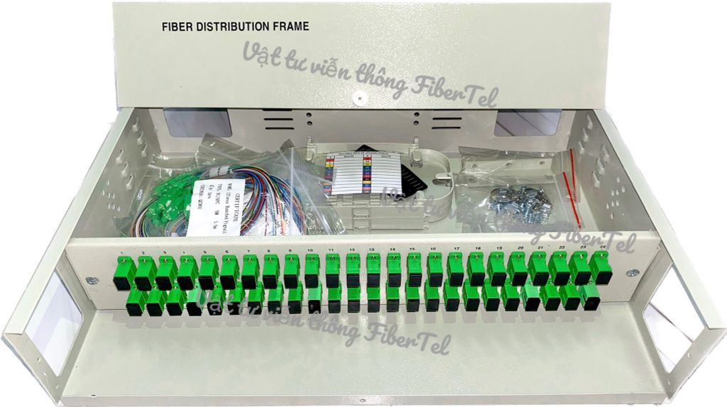 ODF 48Fo indoor sắt chuẩn SC/APC ( single mode, simplex Full phụ kiện – FiberTel