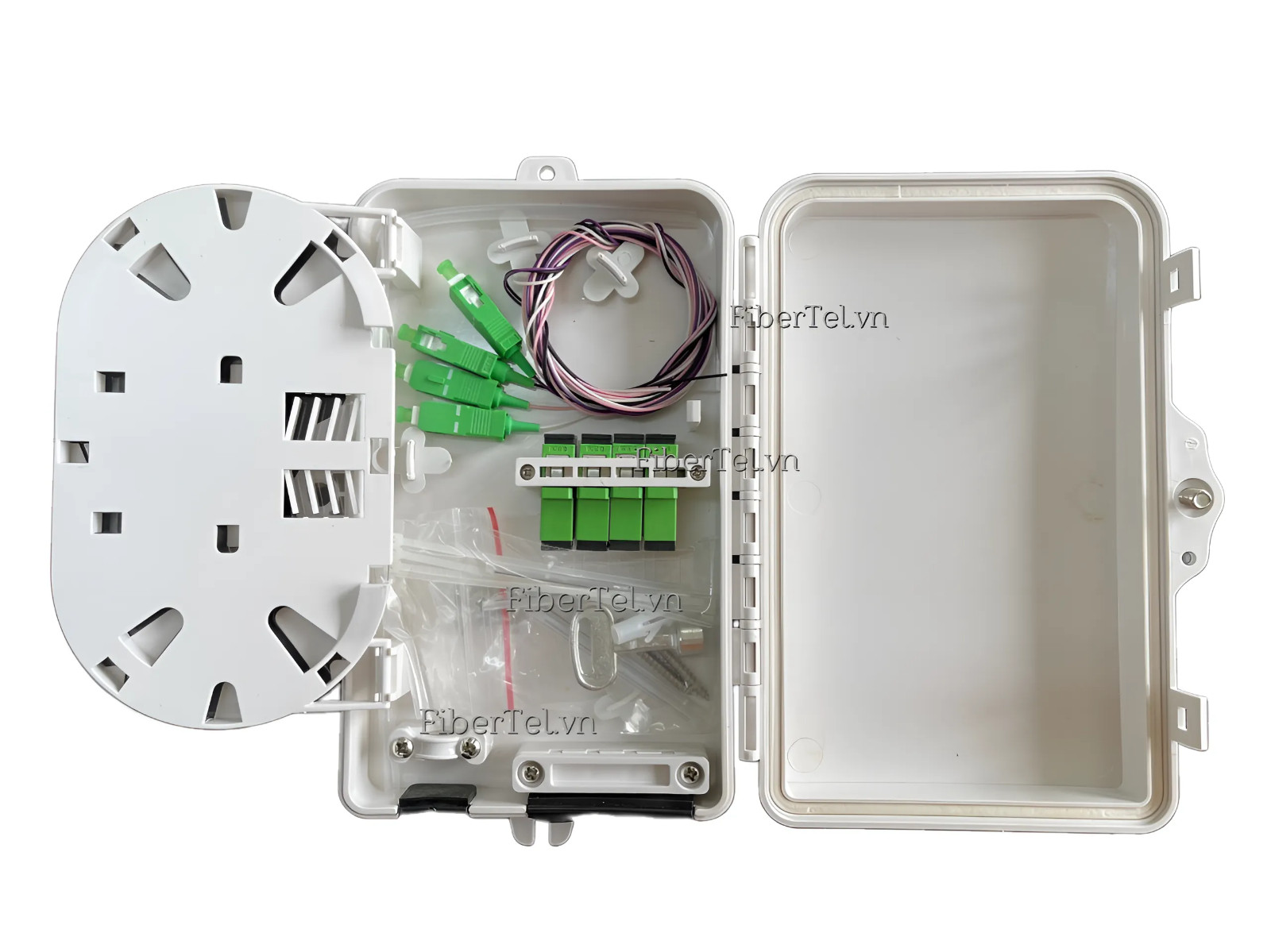 Hộp Phối Quang Nhựa ODF 4Fo SC/APC Outdoor – FiberTel