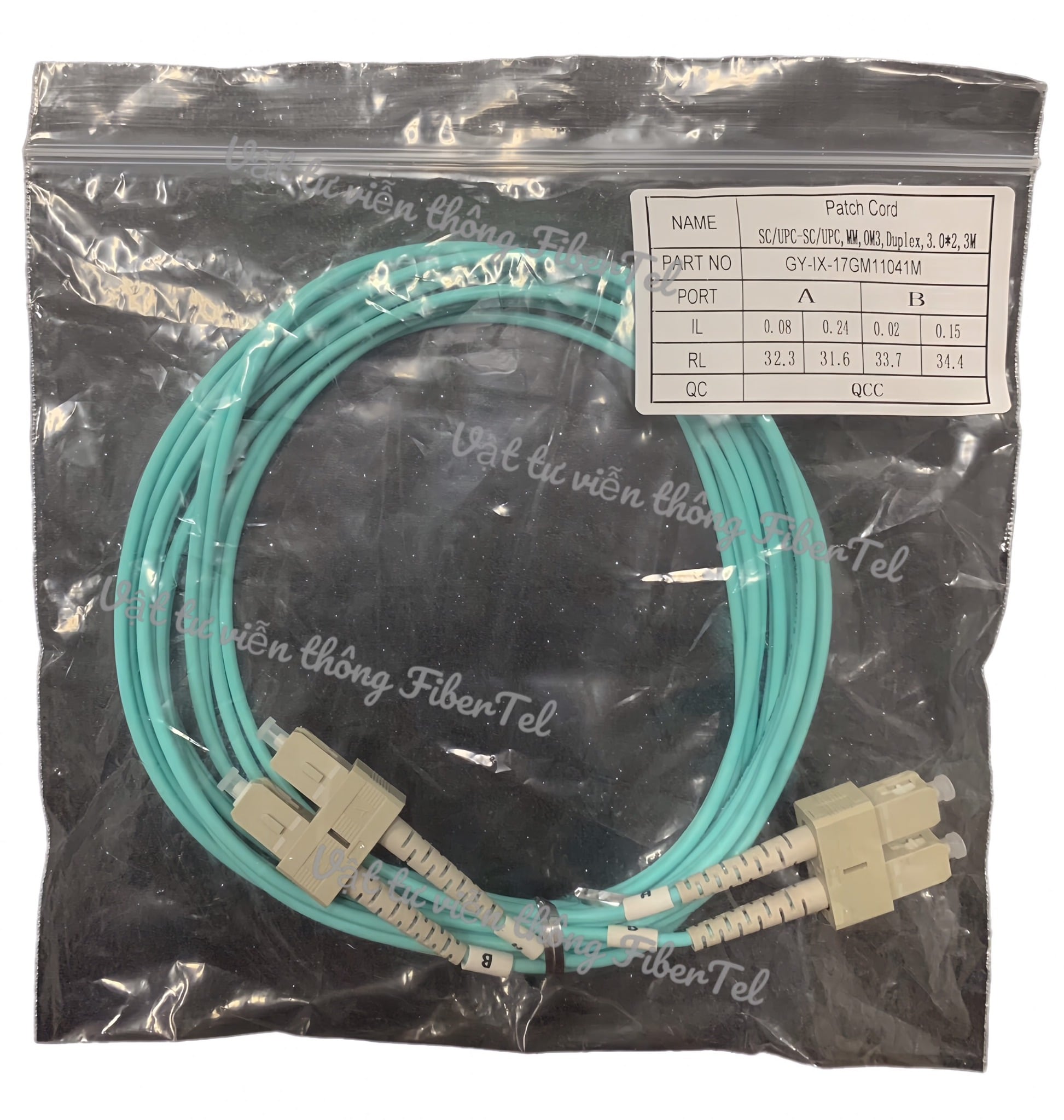 Dây Nhảy Quang SC - SC Multimode OM3 Duplex 3.0 3m – FiberTel