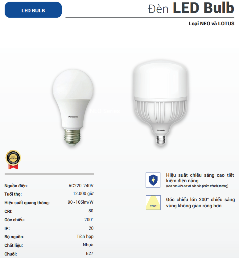 Bóng đèn Led Bulb LOTUS Panasonic
