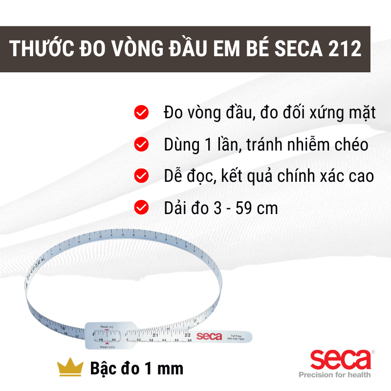 Thước dây đo vòng đầu em bé, sơ sinh SECA 212 – Cửa hàng Dr VIP (Vật tư thiết bị y tế)