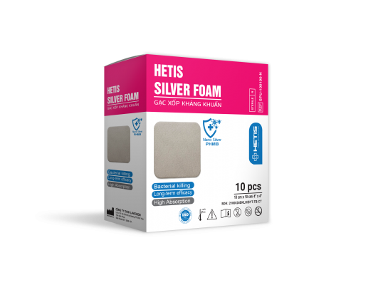 Gạc xốp kháng khuẩn nano bạc Hetis silver foam – Cửa hàng Dr VIP (Vật tư thiết bị y tế)