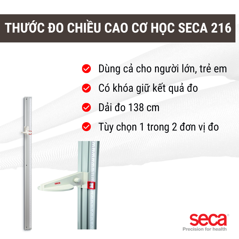 Thanh đo chiều cao gắn tường SECA 216 – Cửa hàng Dr VIP (Vật tư thiết bị y tế)