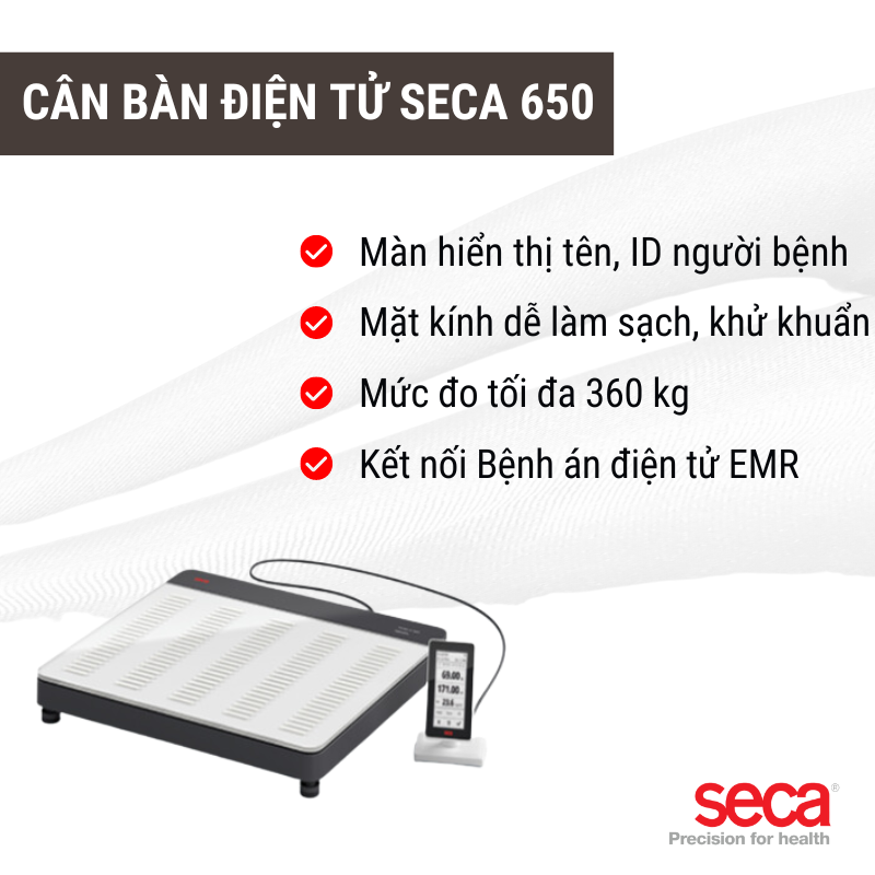 Cân phẳng với nền kính, màn hình ID - display Seca 650 – Cửa hàng Dr VIP (Vật tư thiết bị y tế)