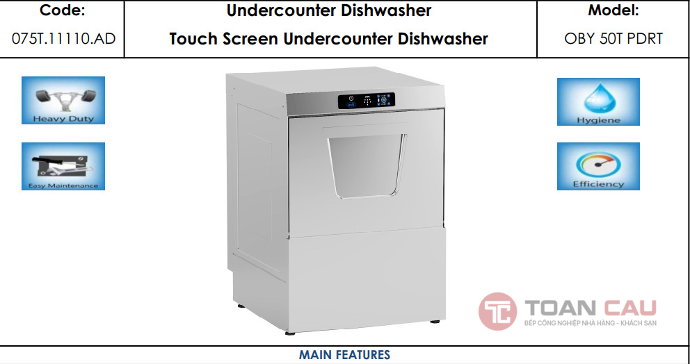 Máy rửa ly OZTI OBY 50T RS – Bếp Toàn Cầu