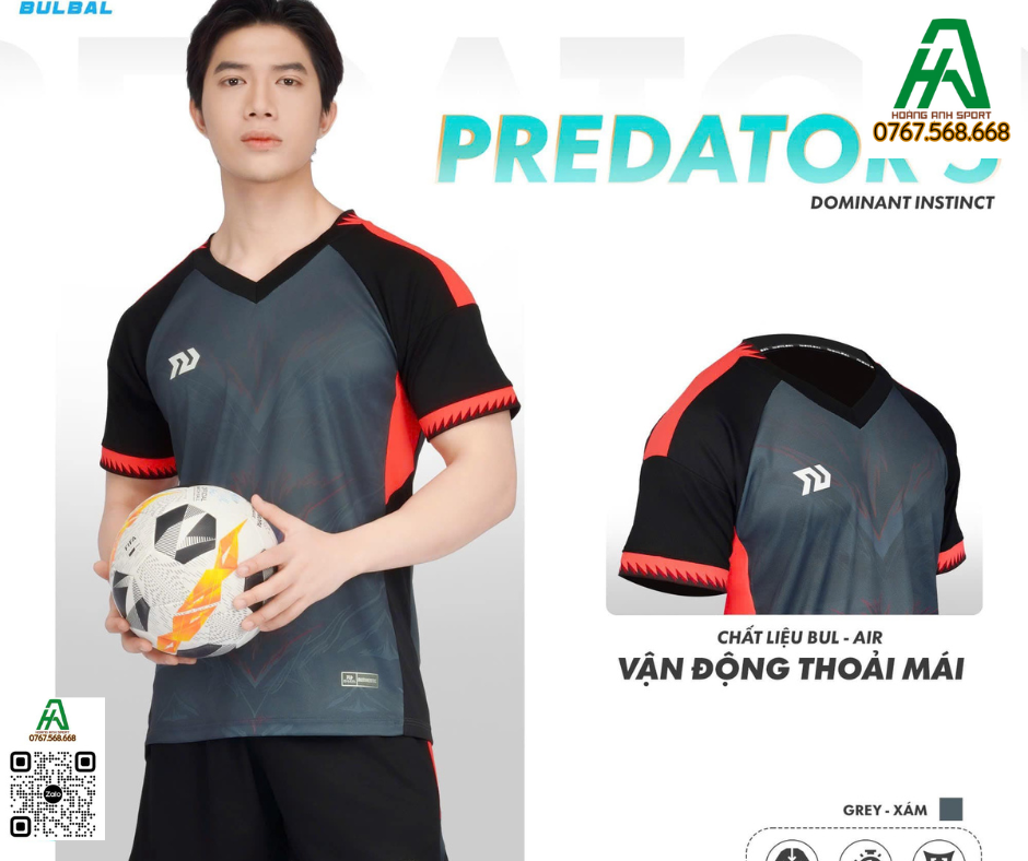 Quần áo đá bóng không Logo Bulbal Predator 5 – Hoanganhsport