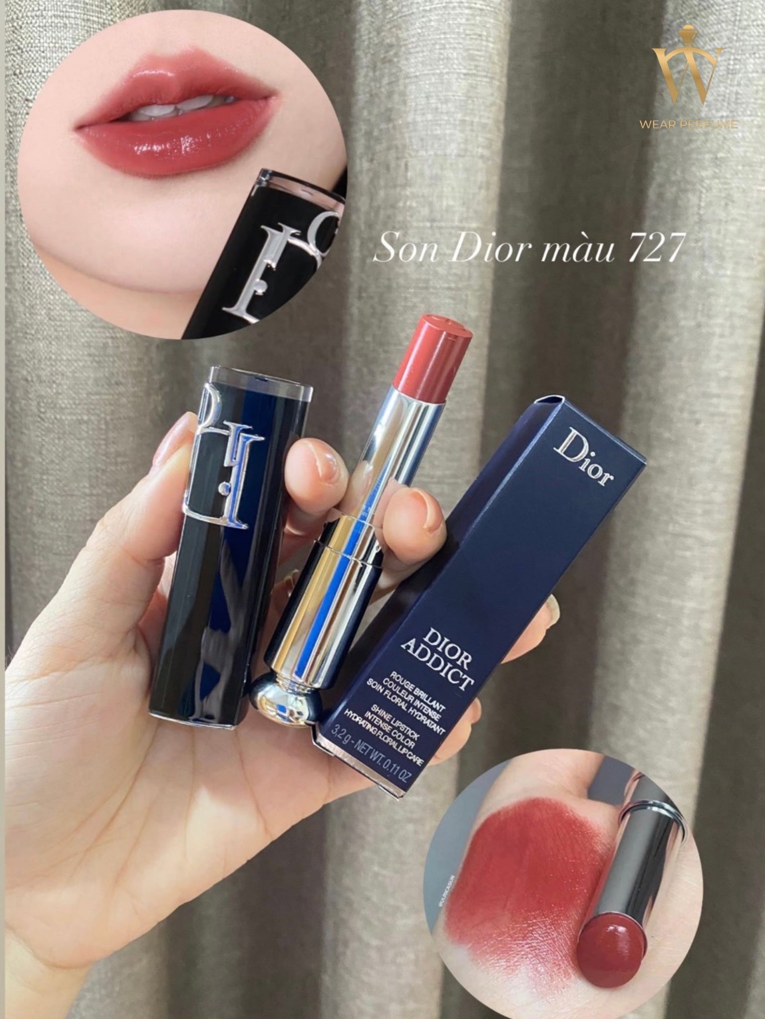 Son Dior Addict Hydrating Shine Lipstick 727 Dior Tulle - Màu Hồng Đất ...